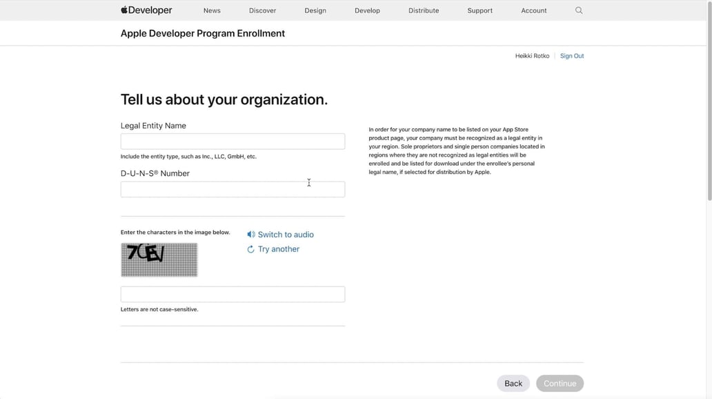 How to create an Apple Developer account for your organization